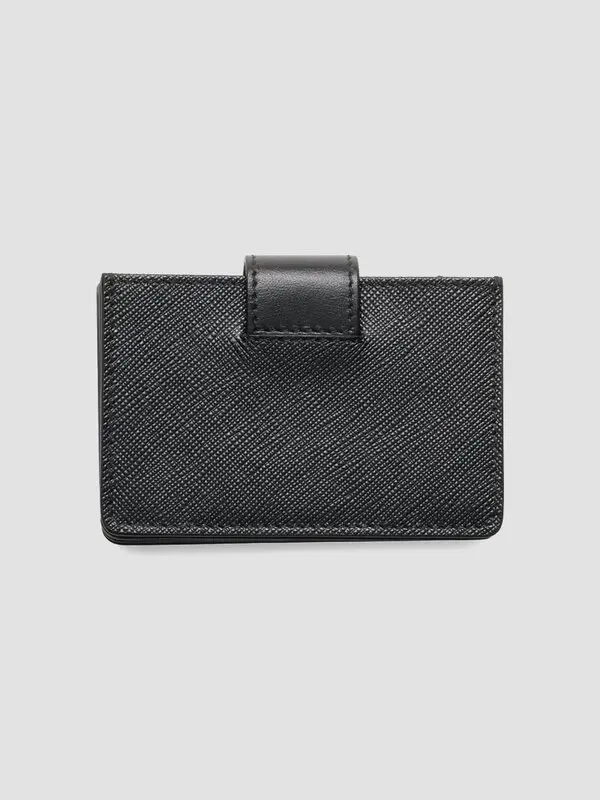 Prada Saffiano And Smooth Leather Card Holder - Black