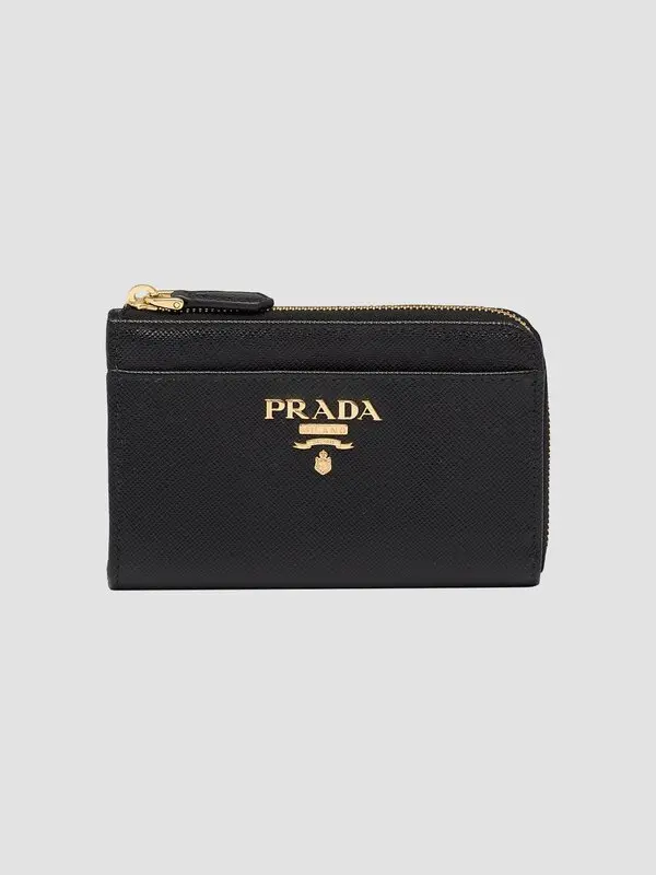 Prada Saffiano Leather Card Case Keychain - Black
