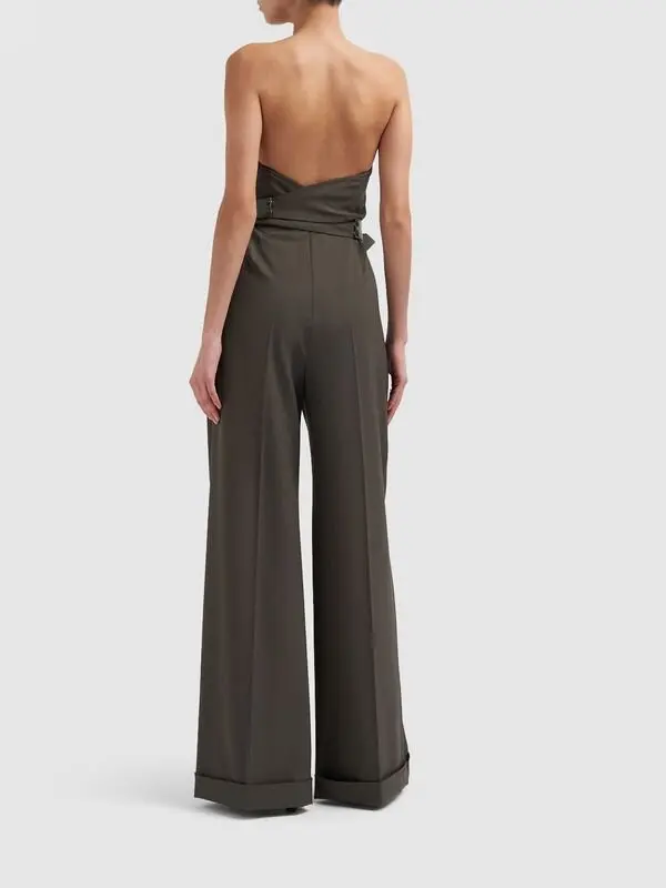 Max Mara Agguati Wool Gabardine Jumpsuit In Khaki - 35% Off