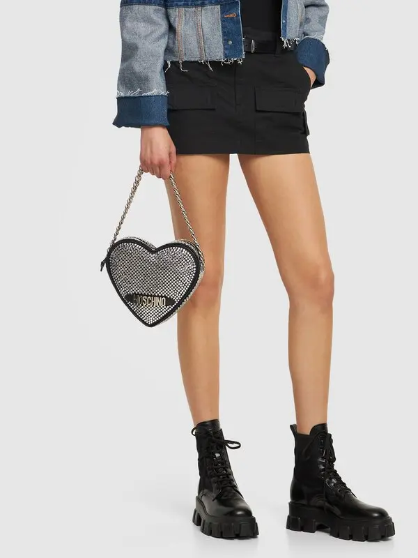 Moschino Crystal Heart Shoulder Bag