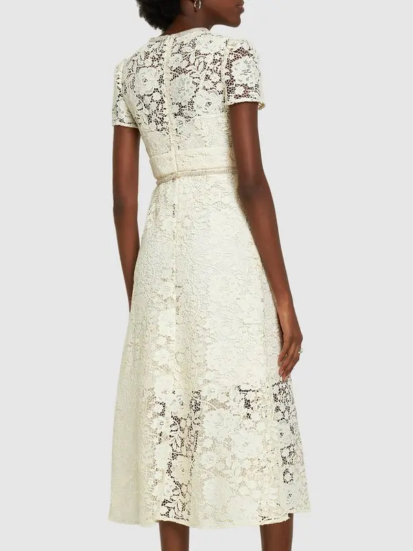 white christmas dresses Cream Tailored Bouclé And Chiffon Midi Dress – self-portrait-US