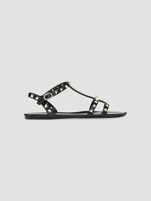 Valentino Garavani Rockstud Flat Rubber Sandals - Black