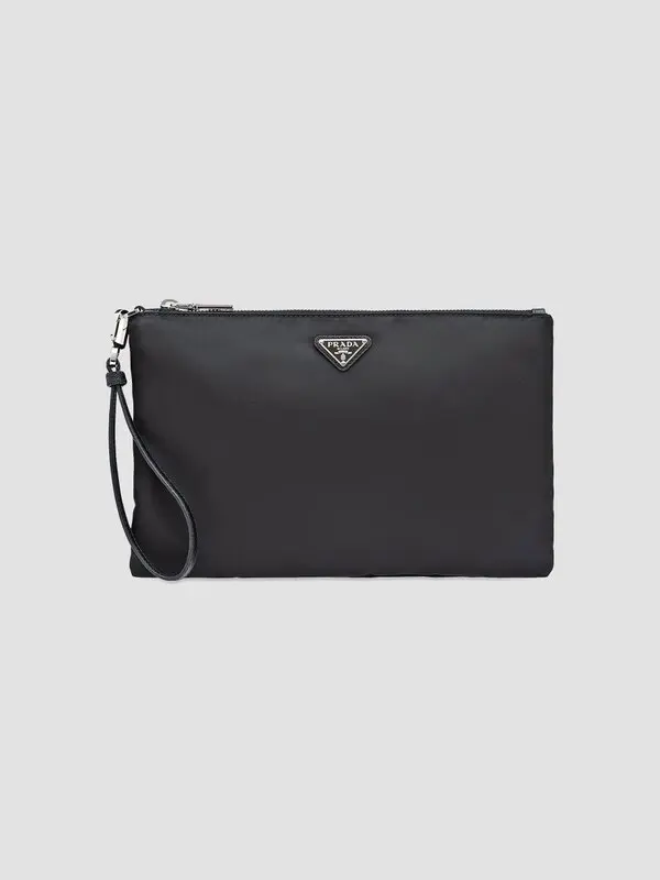 Prada Re-nylon And Saffiano Leather Pouch - Black
