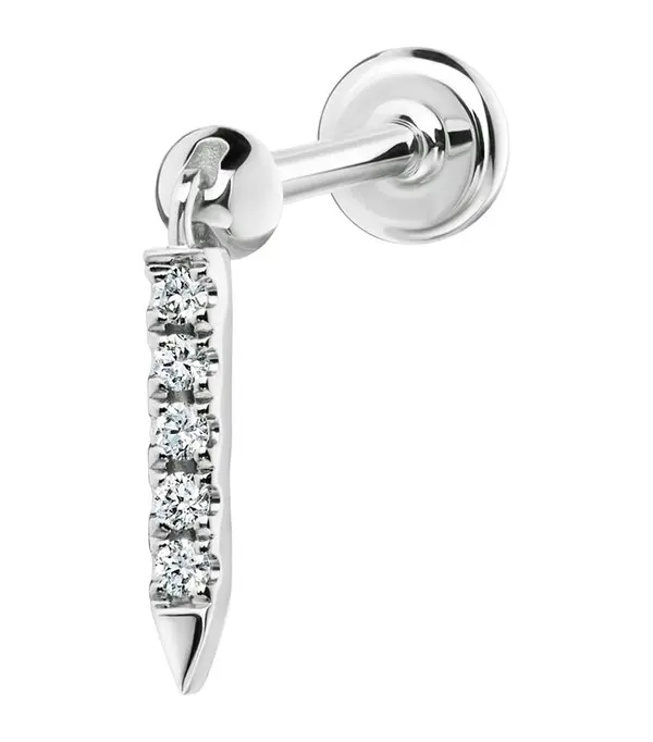 MARIA TASH Diamond Eternity Bar Single Threaded Stud - White