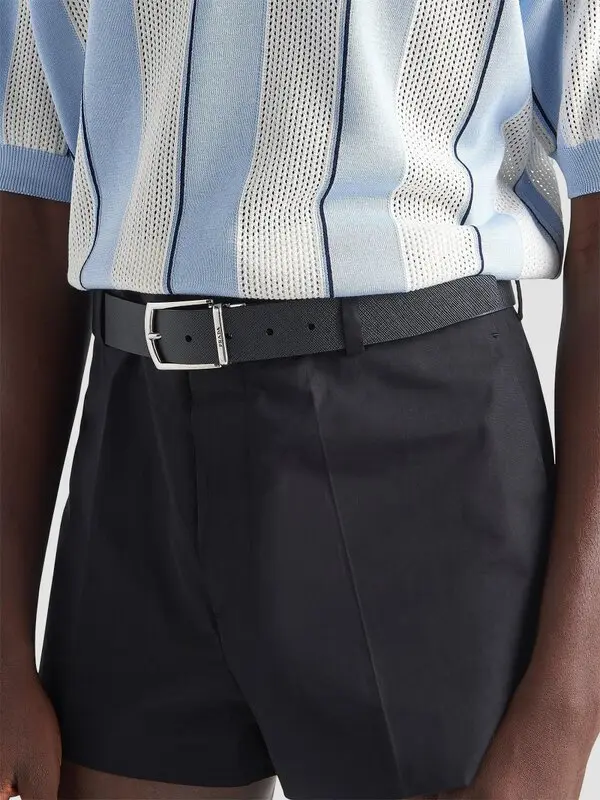 Prada Reversible Saffiano And Leather Belt - Black