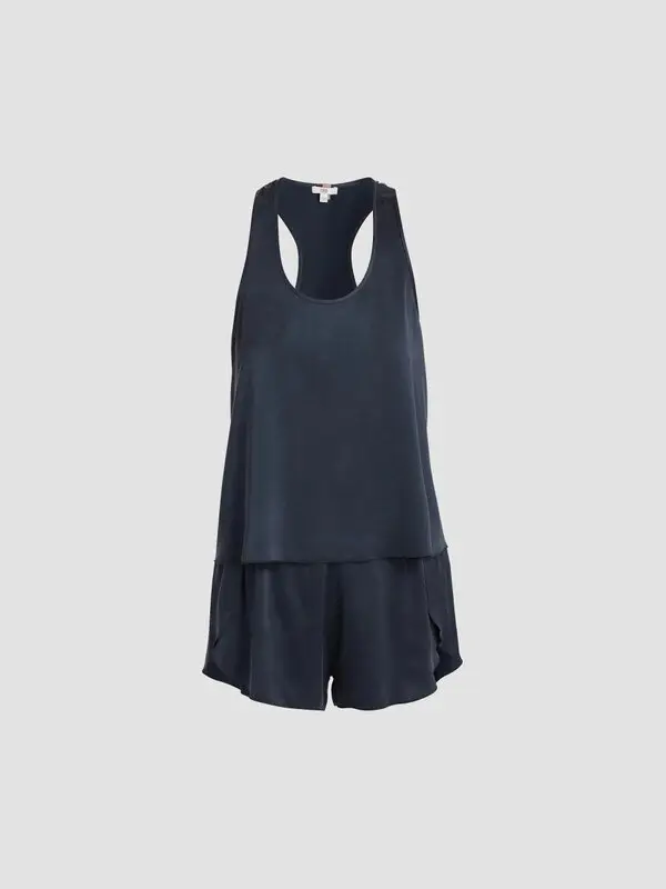 Lunya Washable Silk Tulip-back Pajama Set - Deep Blue