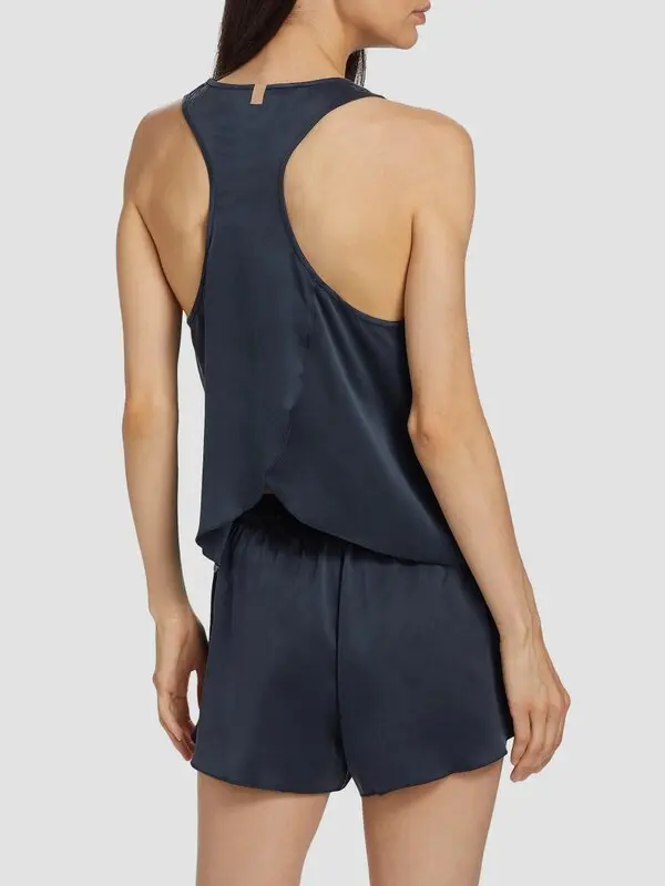 Lunya Washable Silk Tulip-back Pajama Set - Deep Blue