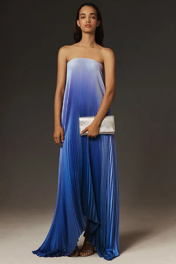 L'IDEE Elle Strapless Pleated Gown