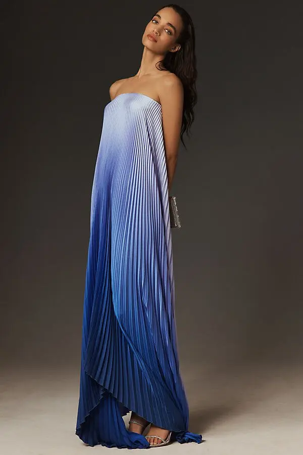 L'IDEE Elle Strapless Pleated Gown