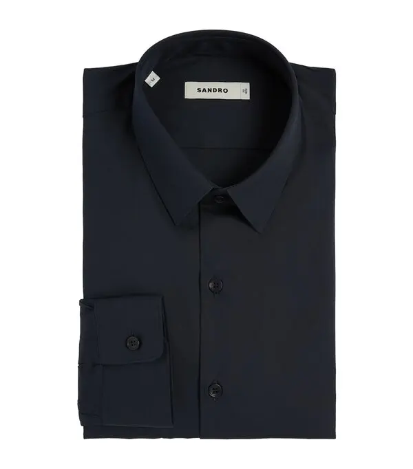 Sandro Cotton-blend Point-collar Shirt - Blue