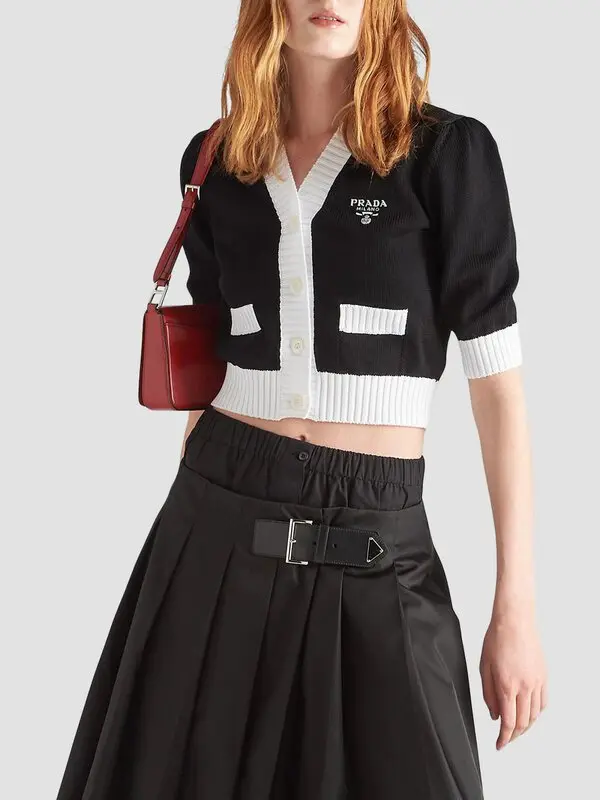 Prada Cropped Cotton Cardigan