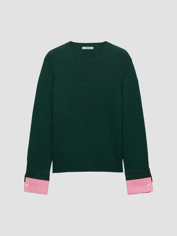 Prada Wool And Cashmere Crew-neck Sweater - Green