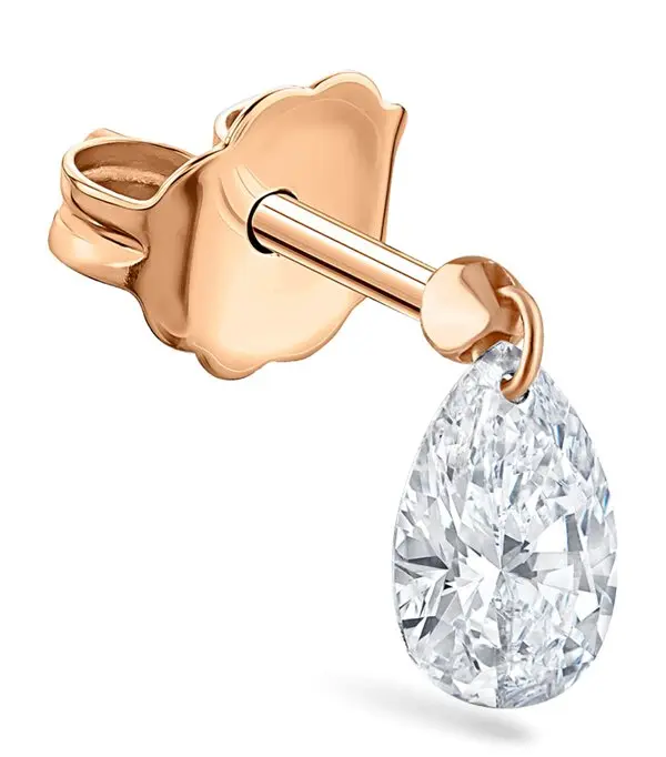 MARIA TASH Floating Pear Diamond Charm Single Stud Earring - Rose Gold