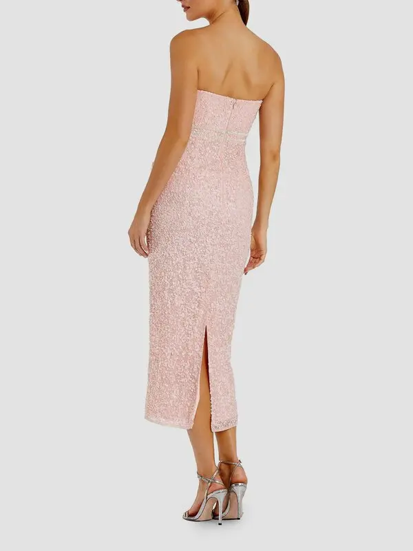 Mac Duggal Embellished Mesh Strapless Midi-dress - Blush
