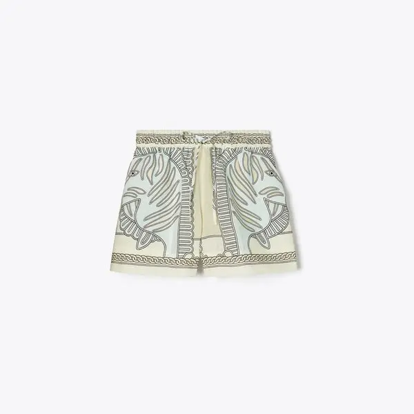 Tory Burch Printed Linen Camp Short