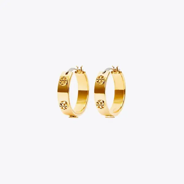 Tory Burch Small Icon Hoop Earrings - Tory Gold
