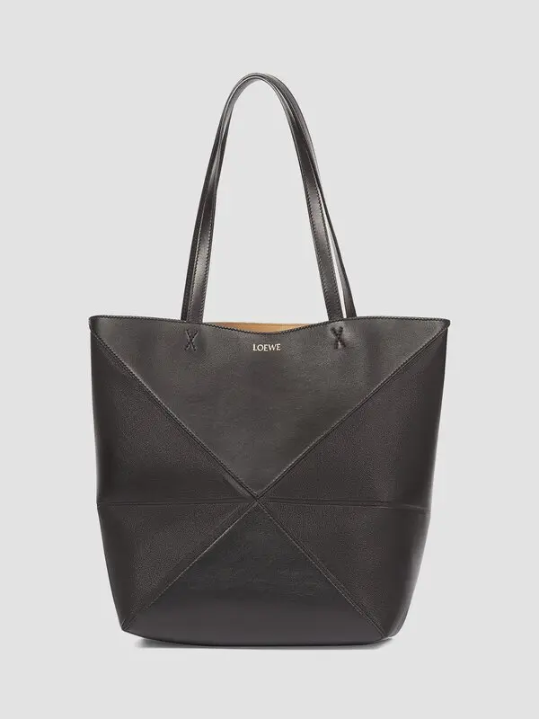 Loewe Puzzle Shiny Leather Tote Bag - Black