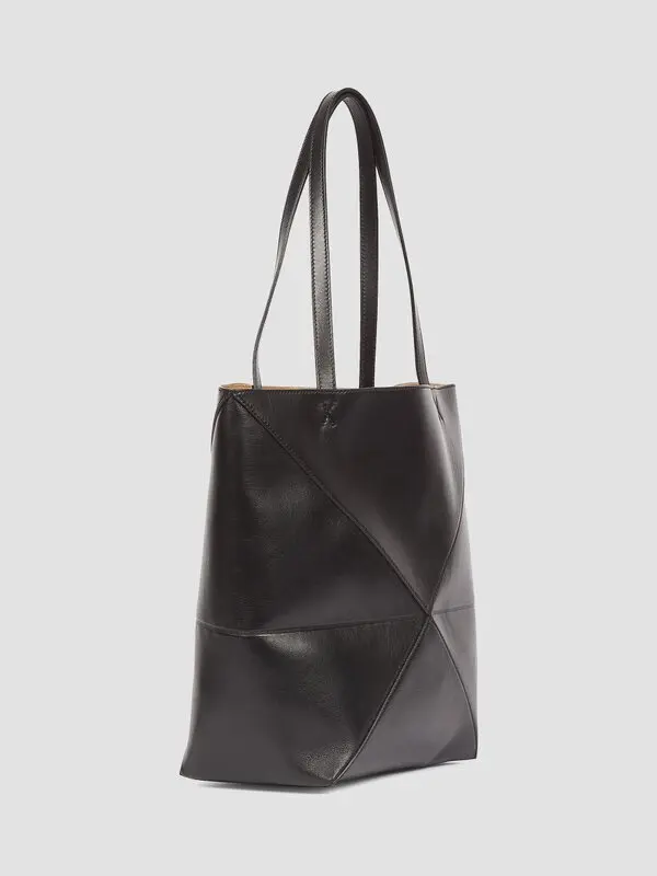 Loewe Puzzle Shiny Leather Tote Bag - Black