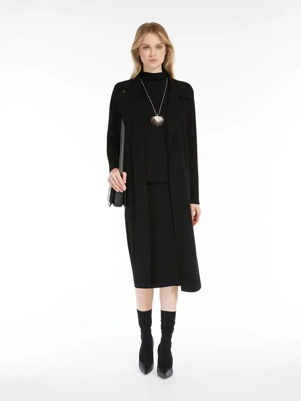 Max Mara Belt-adorned Long Knitted Heavy Jacket