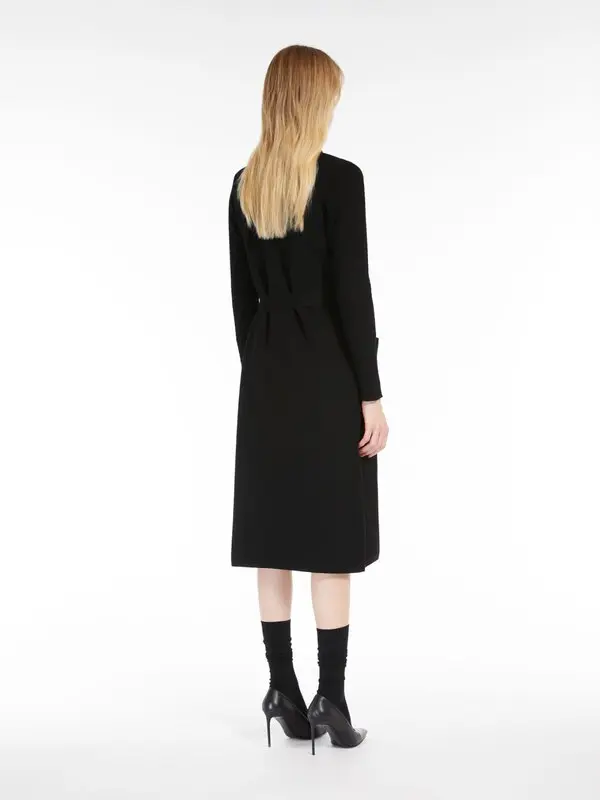 Max Mara Belt-adorned Long Knitted Heavy Jacket