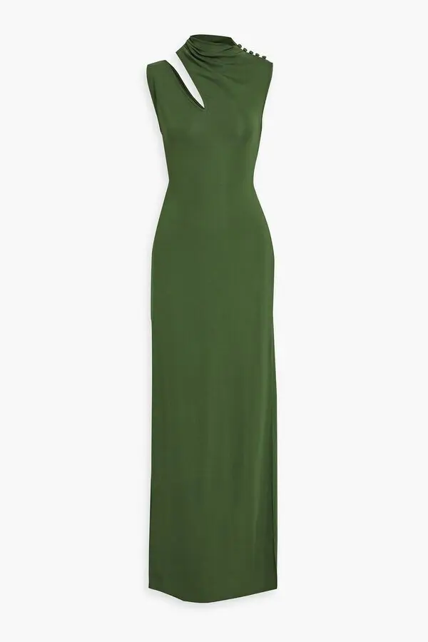 Safiyaa Ifiona Cutout Jersey Maxi Dress - Army Green