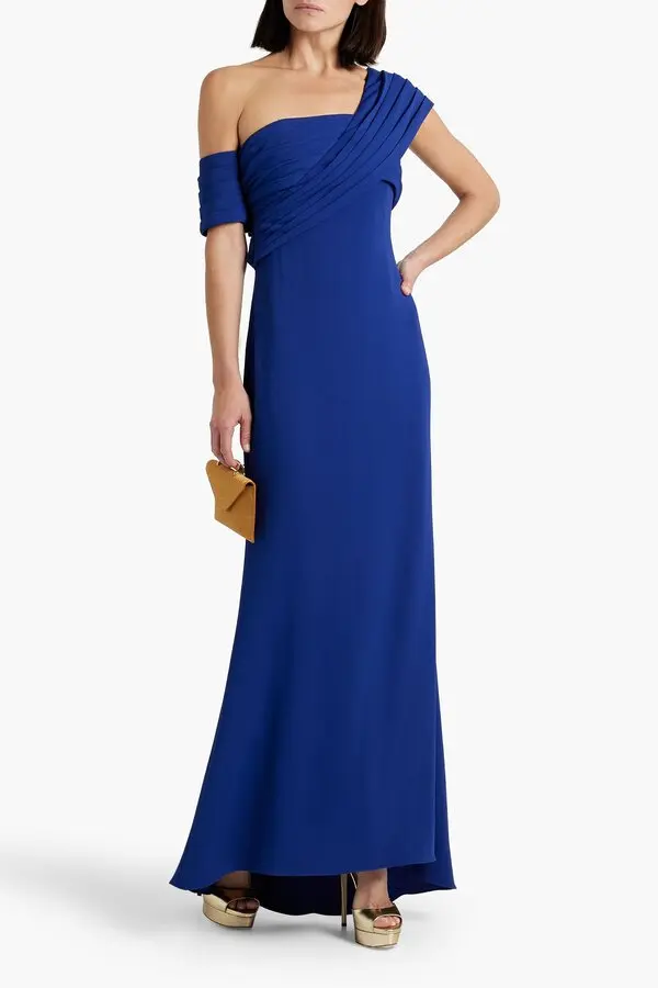 badgley mischka royal blue dress Royal Blue Draped Gown