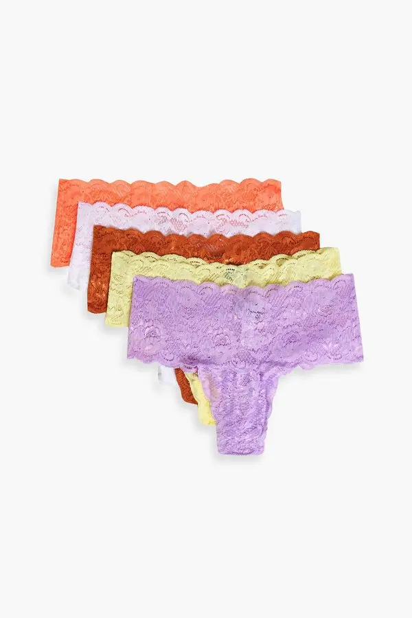 Cosabella Never Say Never Set Of Five Midrise Stretchlace Thongs - Multicolor