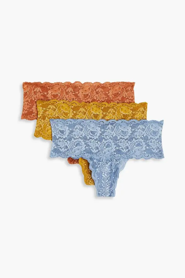 Cosabella Set Of Three Stretchlace Midrise Thongs - Multicolor