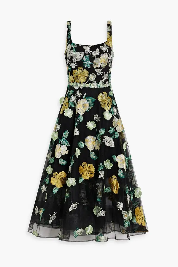 marchesa notte embellished tulle midi dress Marchesa Embellished Tulle Midi Dress In Black - 65% Off