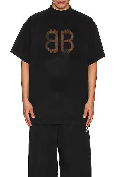 Balenciaga Crypto Oversized T-Shirt In Black - Washed Black 