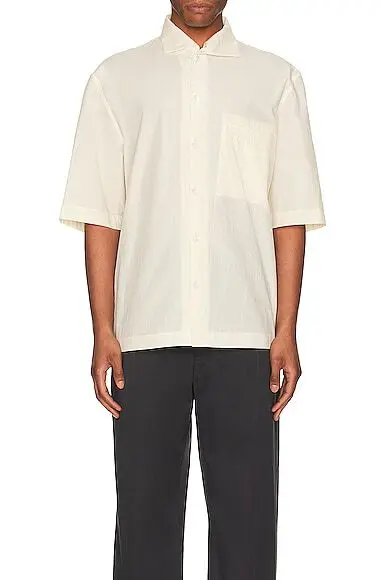 トップス LEMAIRE CAMP COLLAR SHIRT S ECRU Lemaire Camp Collar Shirt In White In Ecru - 57% Off | Editorialist