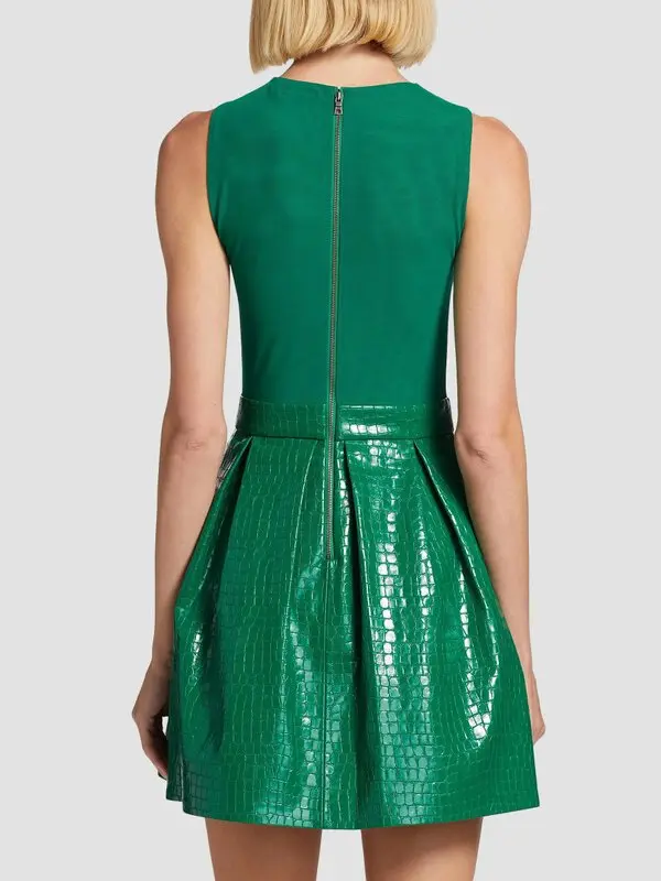 Alice + Olivia Chara Croc-embossed Minidress