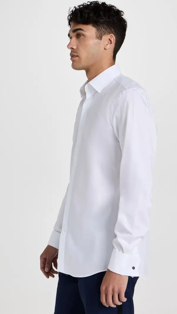 BOSS Slim Fit Easy Iron Stretch Cotton Dress Shirt - White