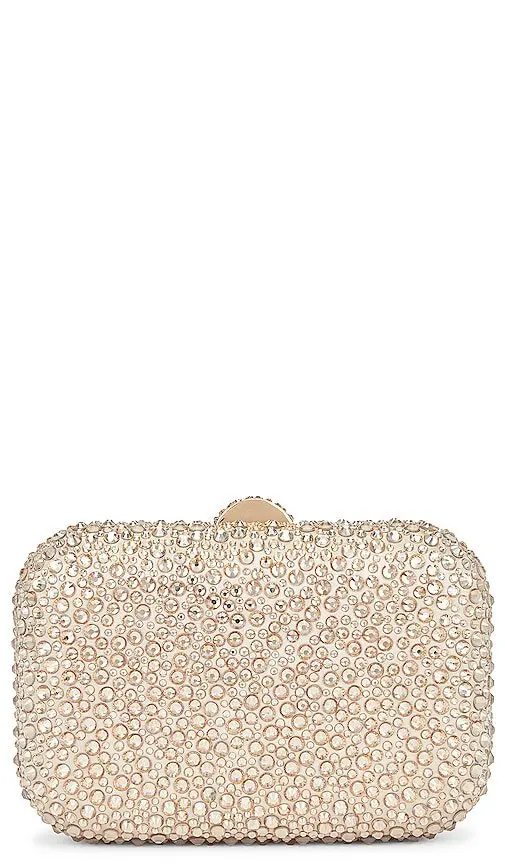 OLGA BERG Casey Hot Fix Encrusted Clutch - Champagne