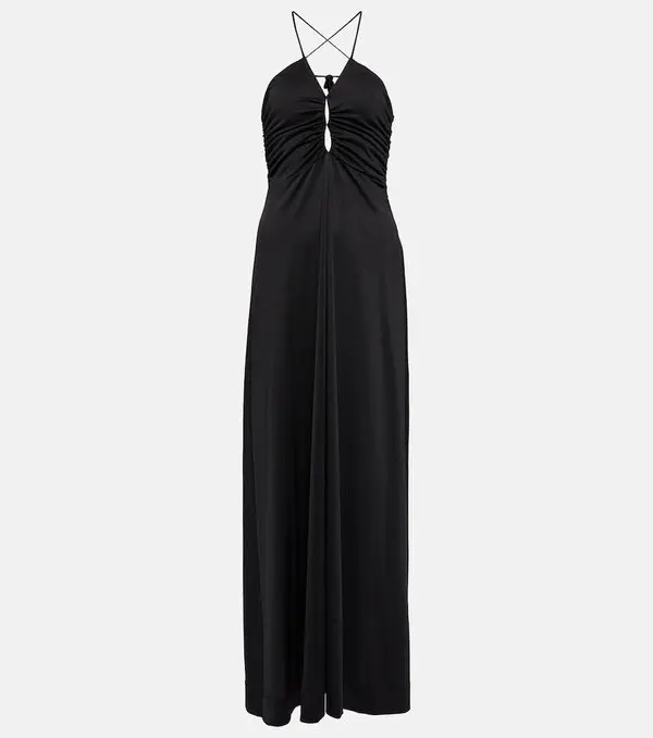 GANNI Crêpe Jersey Maxi Dress - Black