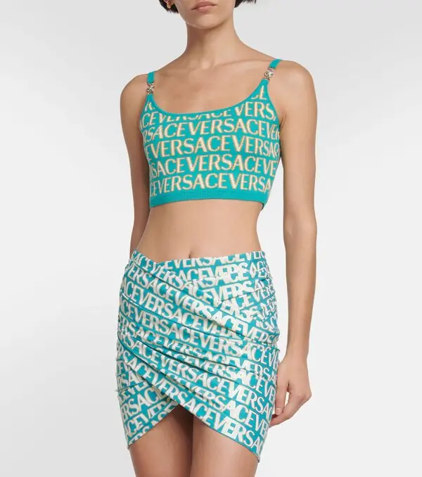 Versace Logo Ruched Miniskirt