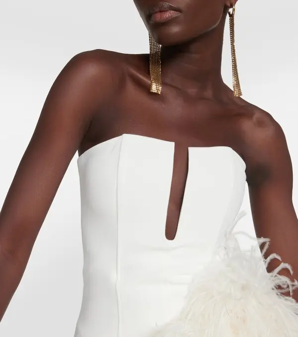 David Koma Bridal Feather-trimmed Cady Mini Dress - White