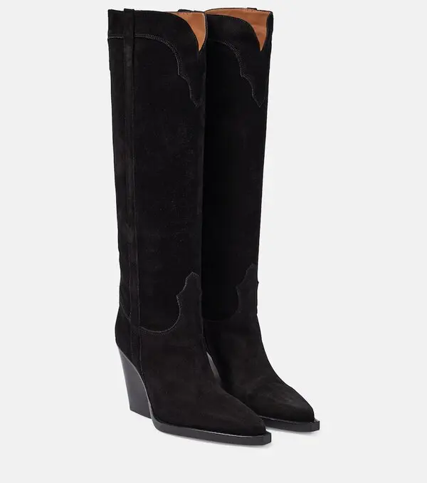 Paris Texas El Dorado Suede Cowboy Boots - Black