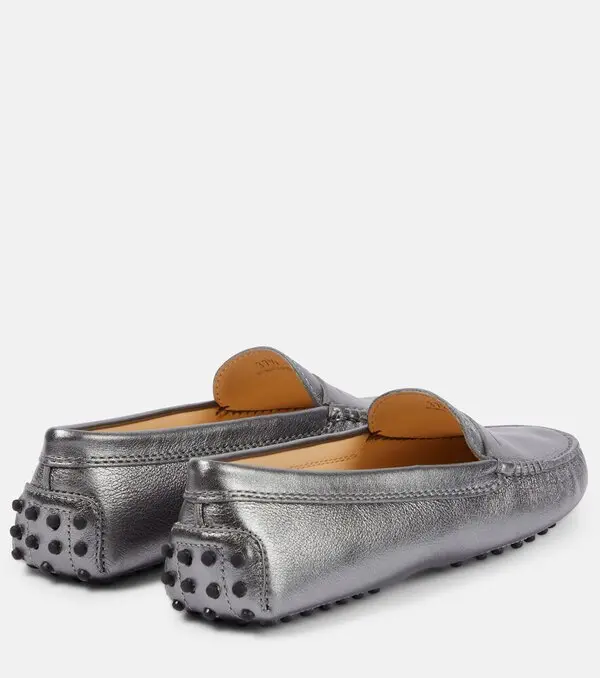 TOD'S Metallic Leather Moccasins - Gold