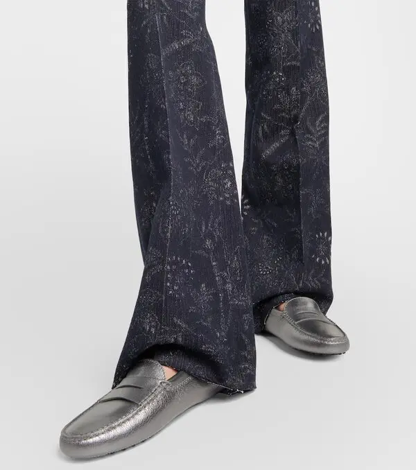 TOD'S Metallic Leather Moccasins - Gold
