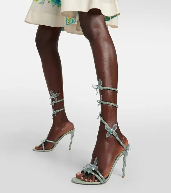 Rene Caovilla Margot Embellished Satin Sandals