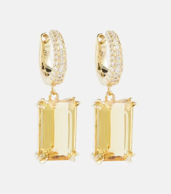 OCTAVIA ELIZABETH Yana Micro 18kt Earrings With Beryls And Diamonds - Gold