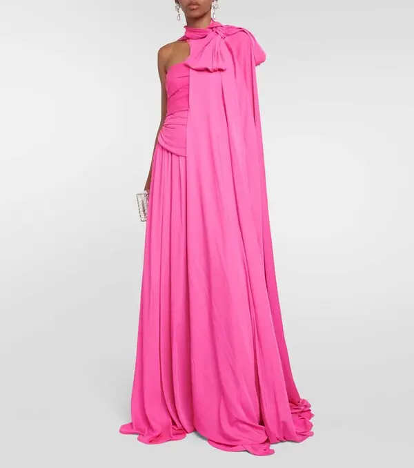 Safiyaa Draped Chiffon Cape Gown