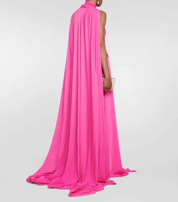 Safiyaa Draped Chiffon Cape Gown
