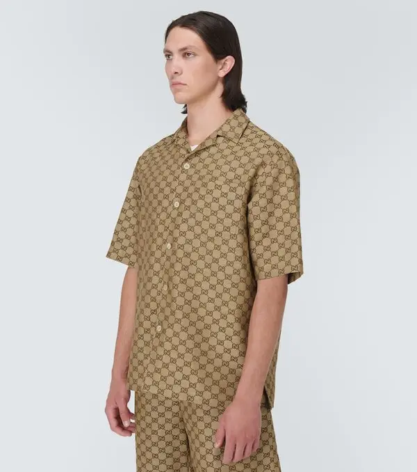 Gucci Gg Jacquard Linen-Blend Shirt - Beige | Editorialist