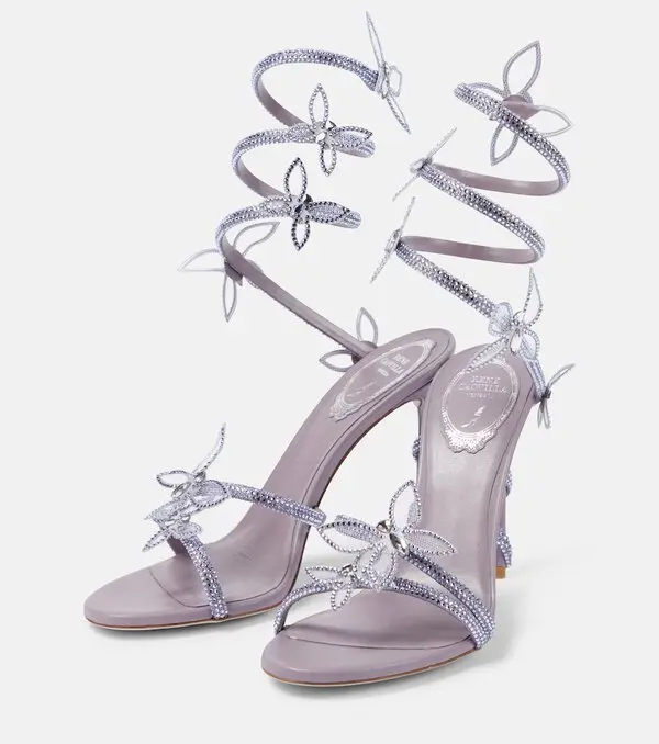 Rene Caovilla Margot Embellished Satin Sandals