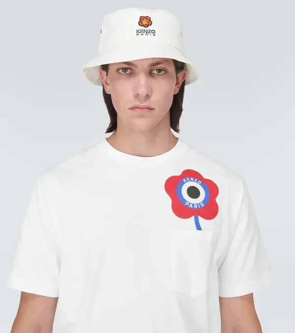 Kenzo Boke Flower Embroidered Sun Hat In White - 50% Off