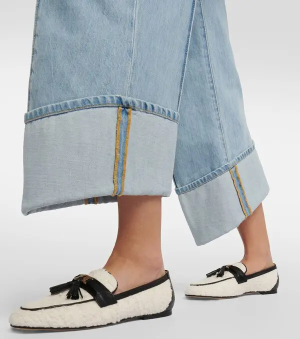 TOD'S Tasseled Bouclé And Leather Loafers