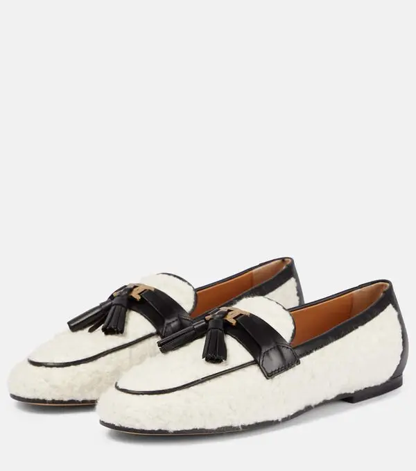 TOD'S Tasseled Bouclé And Leather Loafers