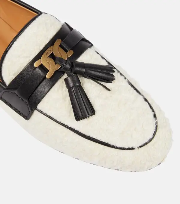 TOD'S Tasseled Bouclé And Leather Loafers